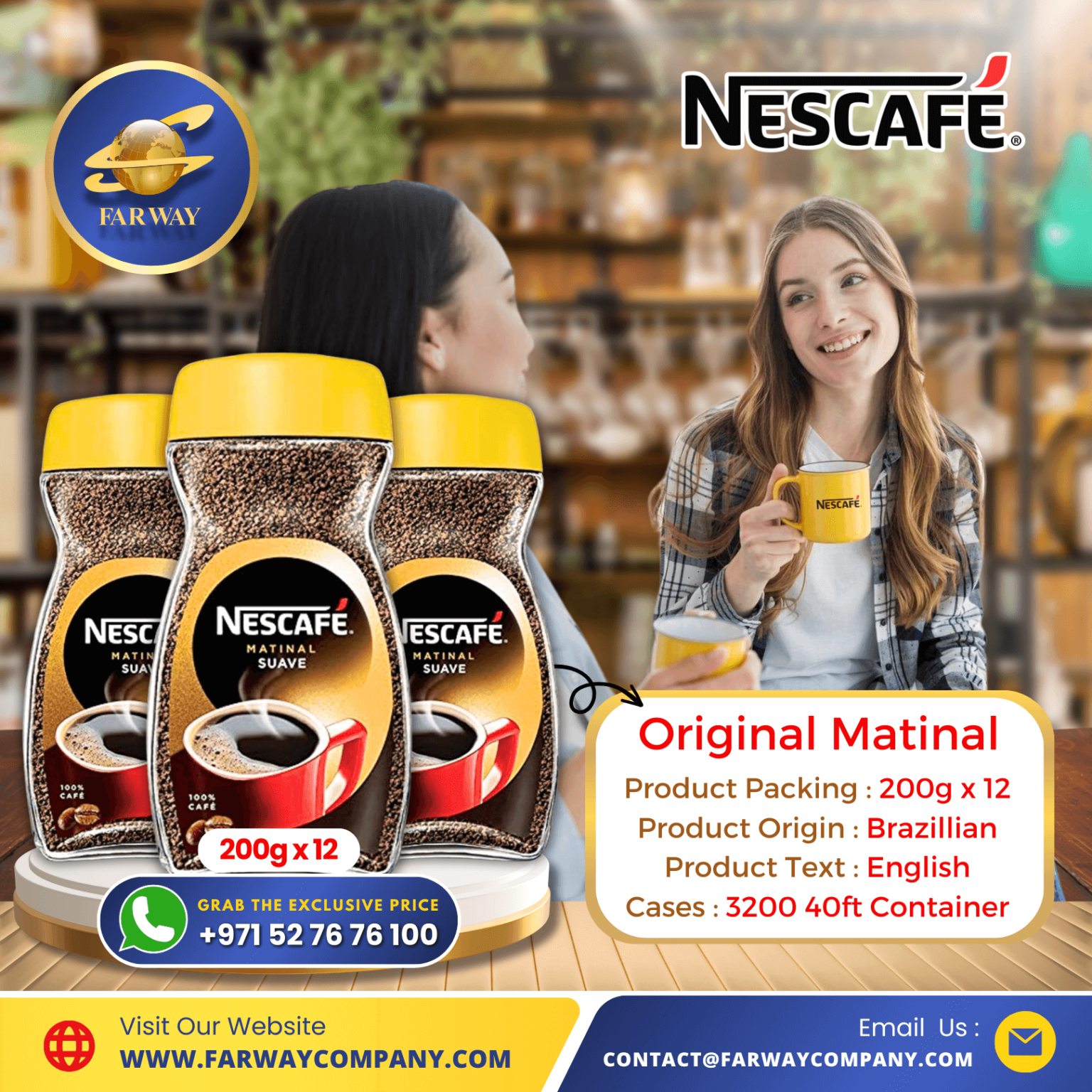 Nescafe Original Matinal 200g Exporter in Dubai, UAE, Middle East - Far ...
